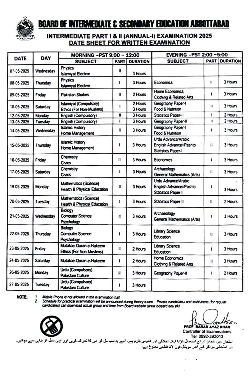 Board of Intermediate and Secondary Education (BISE) Abbottabad
