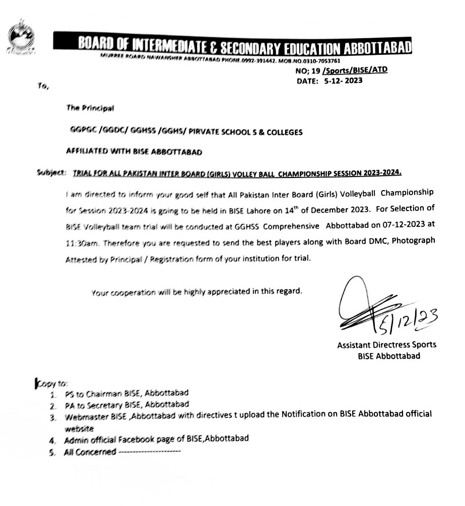 Board of Intermediate and Secondary Education (BISE) Abbottabad